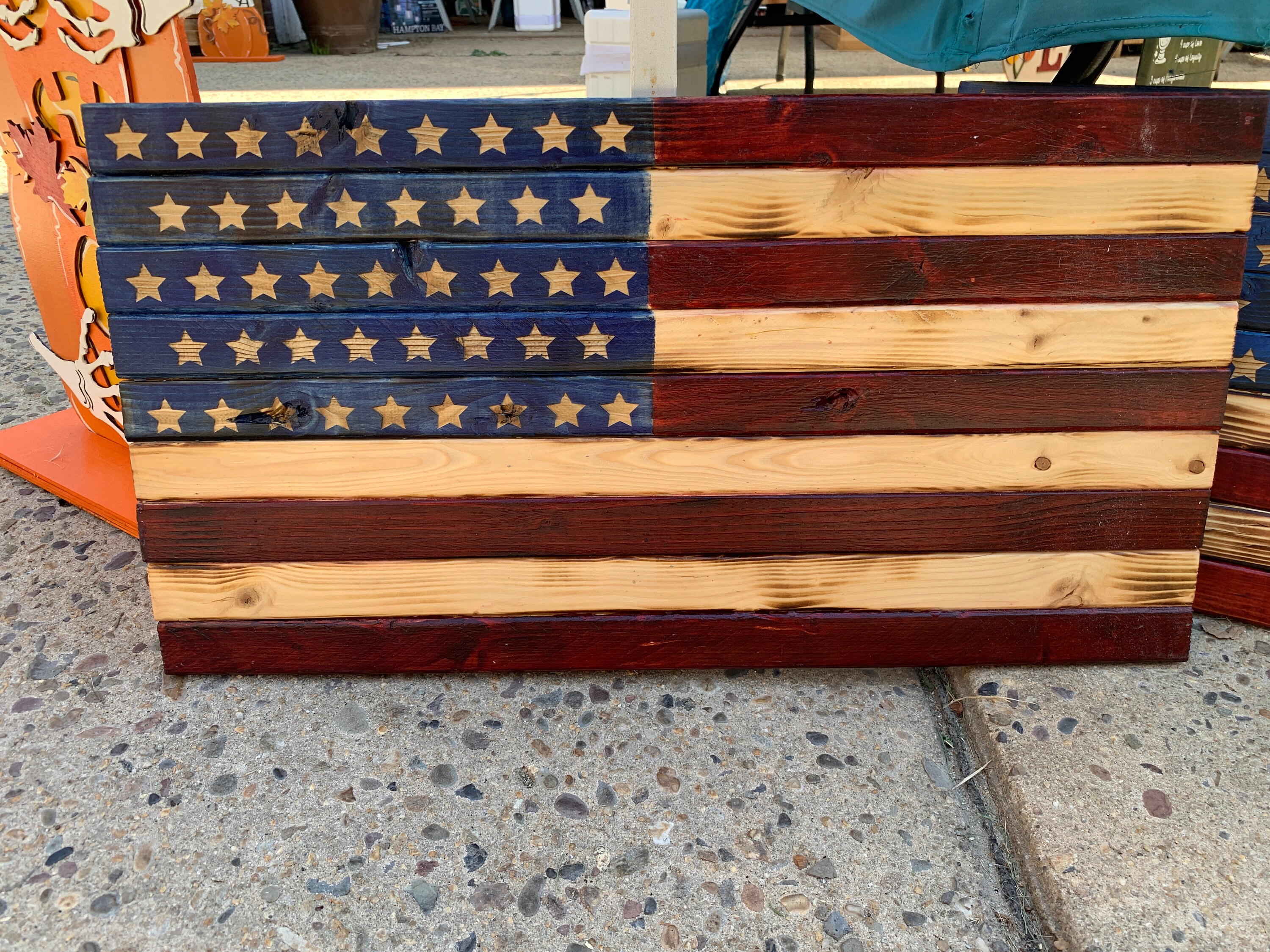 Rustic American Flag, Wooden Flag Sign, Veteran Made, Old Burned ...