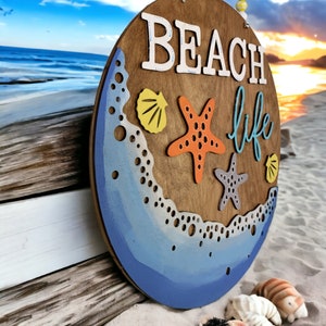 Beach Life Door Hanger – Coastal Summer Welcome Sign With Starfish ...