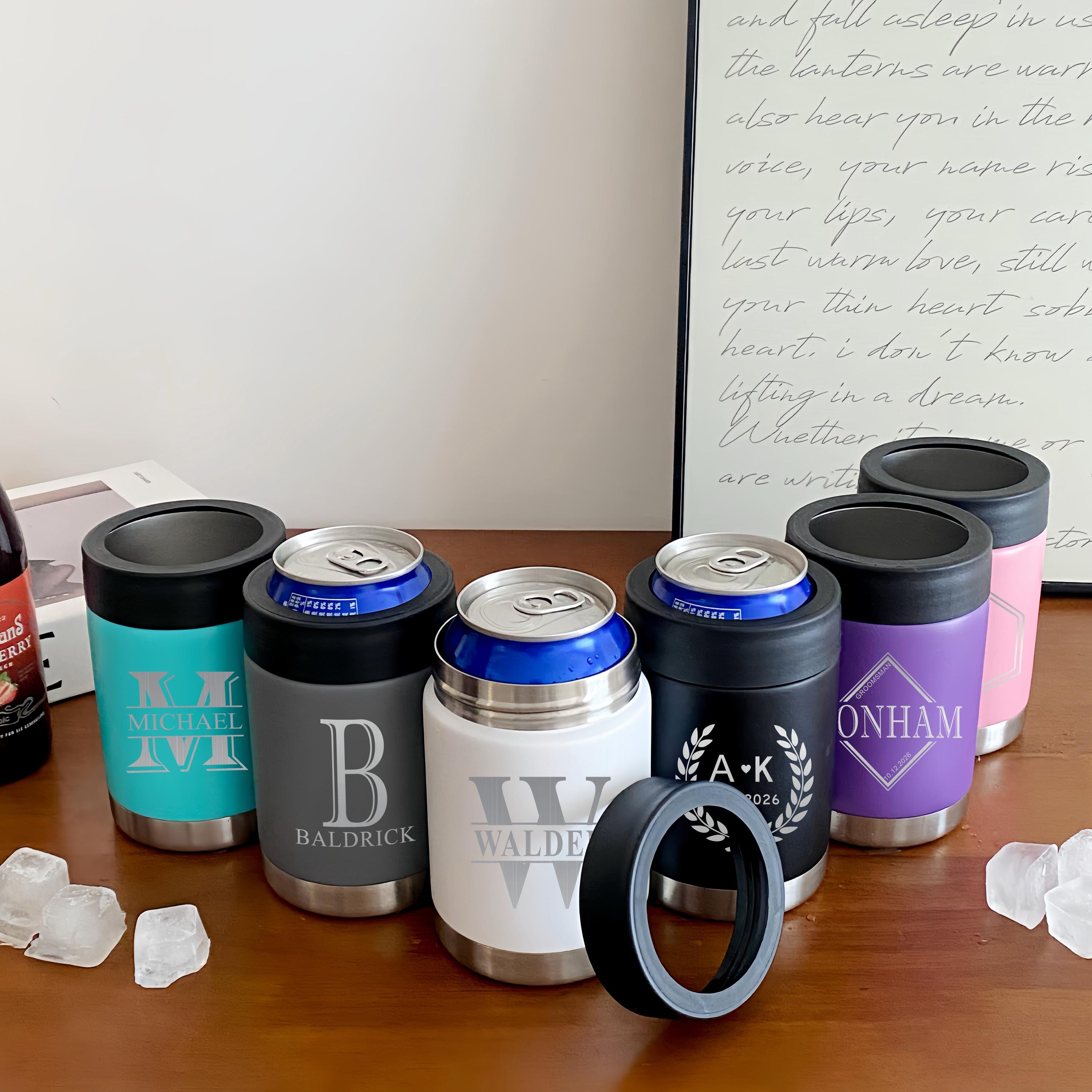 Personalized Beer Can Holder Engraved/ Groomsmen Customized Metal Can ...