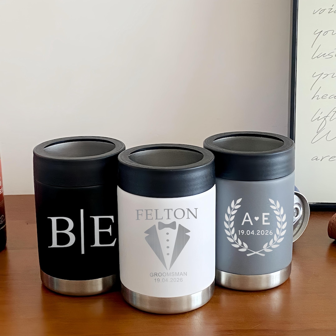 Personalized Stainless Steel Can Cooler Engraved Tumbler/ Bachelor ...
