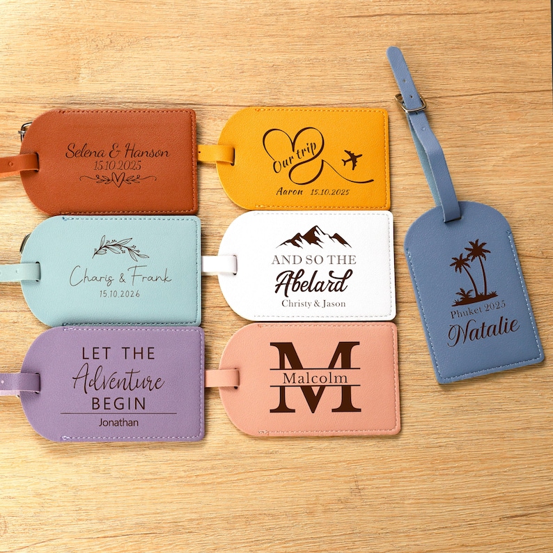 Personalized Leather Luggage Tag/ Custom Wedding Favors for Guests ...