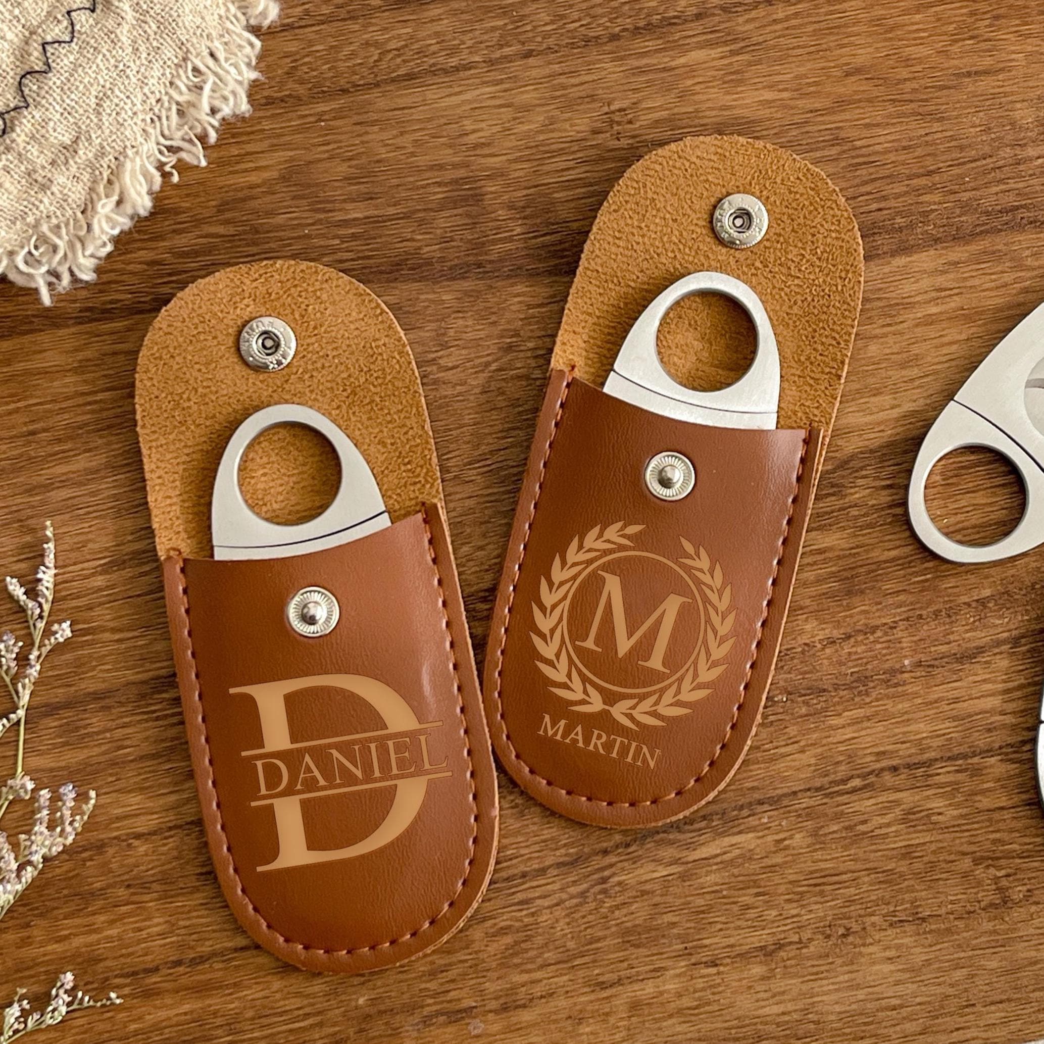 Personalized Engraved Cigar Cutter With Leather Case/gift for Dad ...