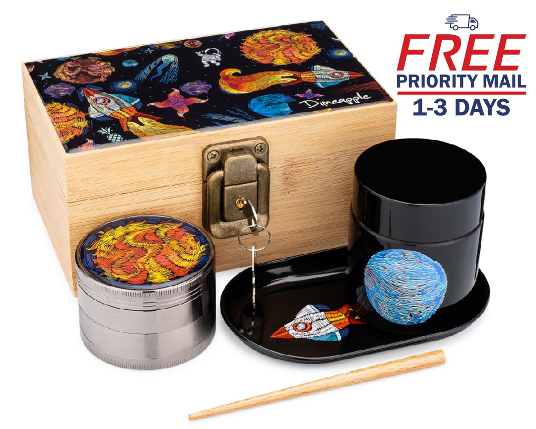 Astronaut Stash Box Combo: UV Jar, Grinder, Rolling Tray, Poking Stick ...