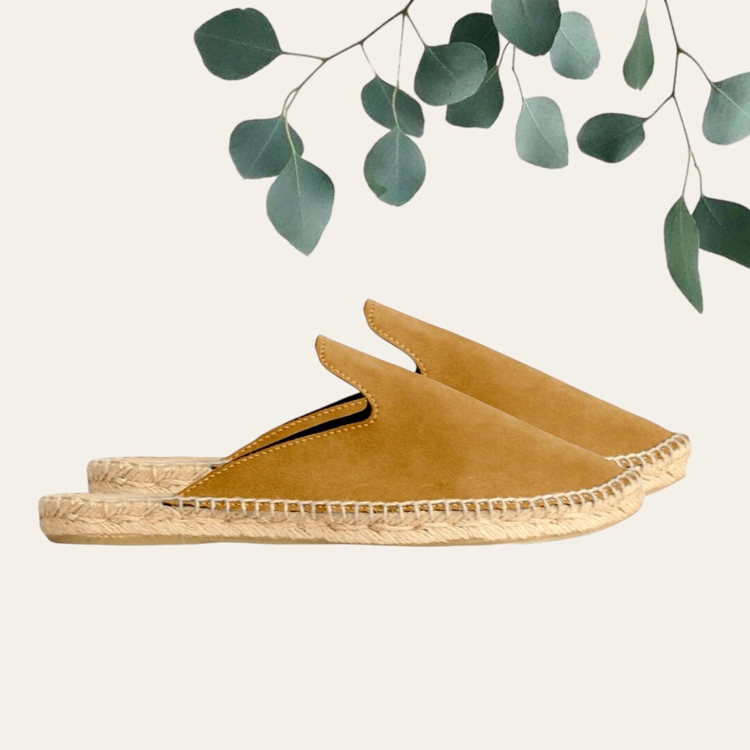 Handmade Suede Mules - Large Sizes 35 to 48 - Open-heeled Espadrilles ...