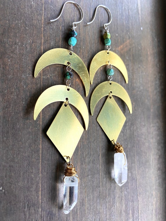 Turquoise moon earrings store