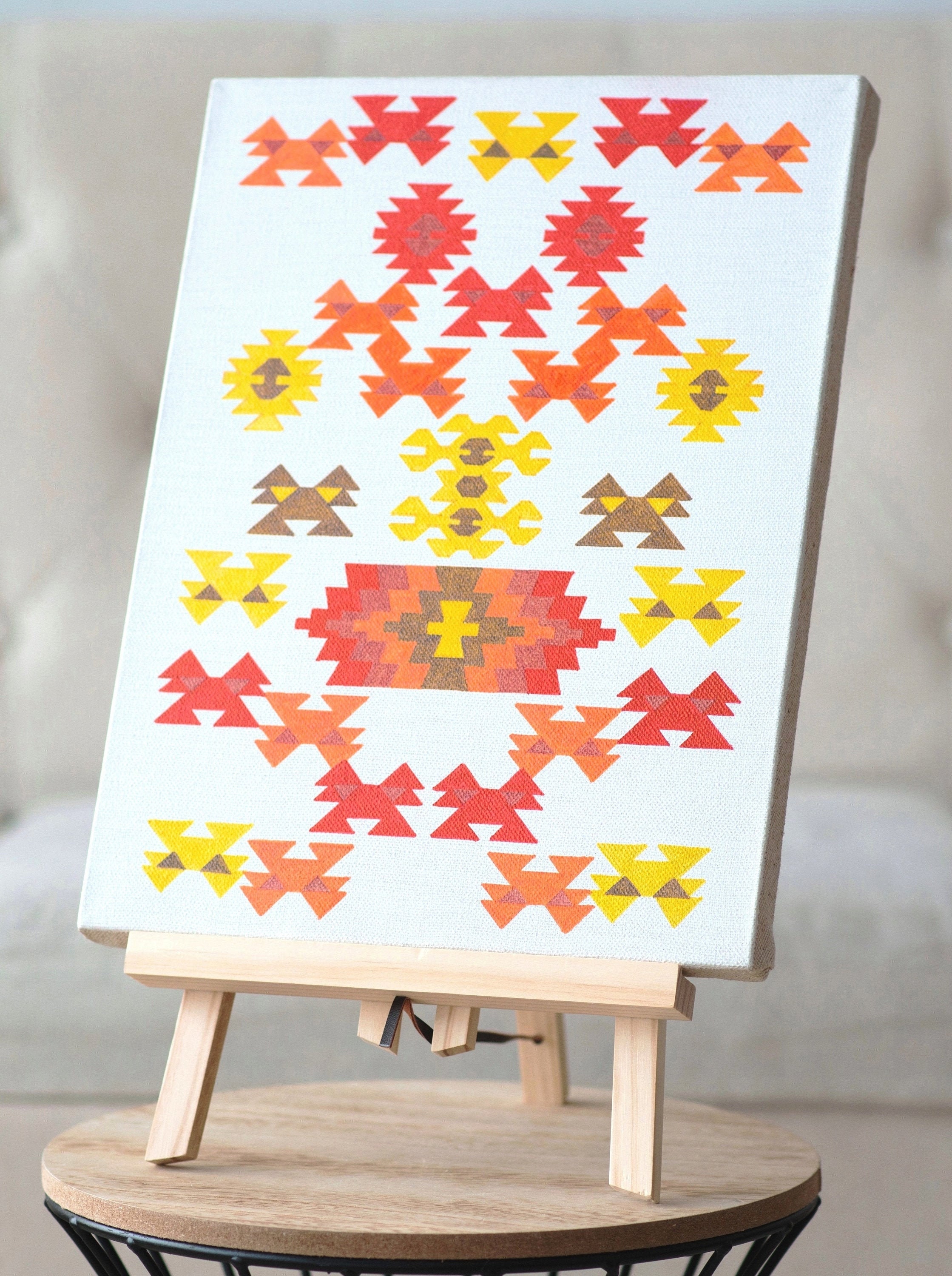 Hand Painted Inks Boho Painting Canvas Kit Paint Motifs - Etsy