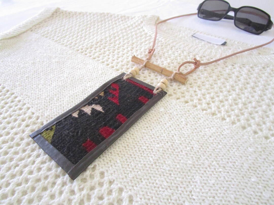 Indian Navajo Necklace, Handwoven Rustic Tapestry Pendants, Authentic ...
