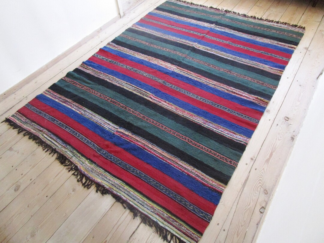 Mexican Rag Rug Striped Runner Cotton Textile, Nordic Rug Runner ...