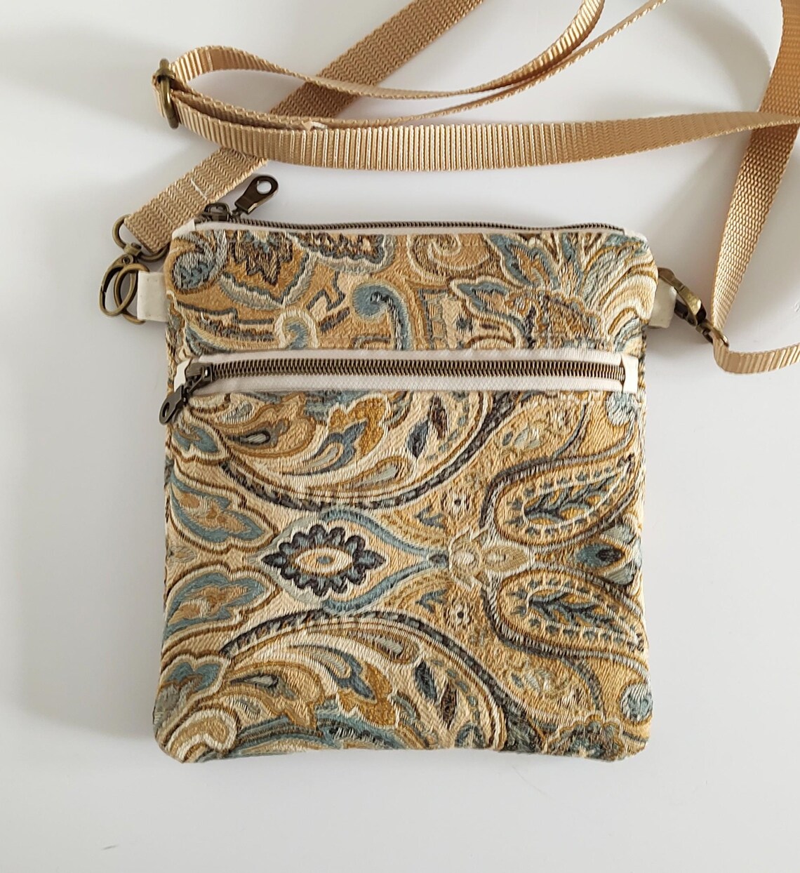 Tapestry Crossbody Bag, Tapestry Bag, Evening Bag, Cream Bag, Paisley ...