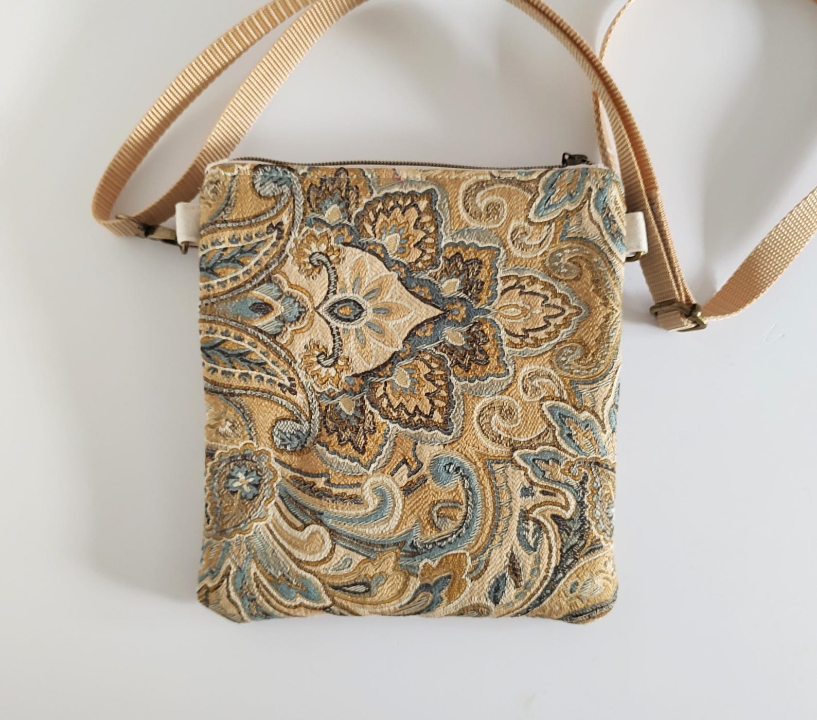 Tapestry Crossbody Bag, Tapestry Bag, Evening Bag, Cream Bag, Paisley ...