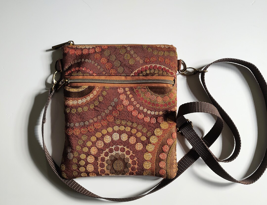 Tapestry Crossbody Bag, Tapestry Bag, Boho Bag, Brown Purse, Paisley ...