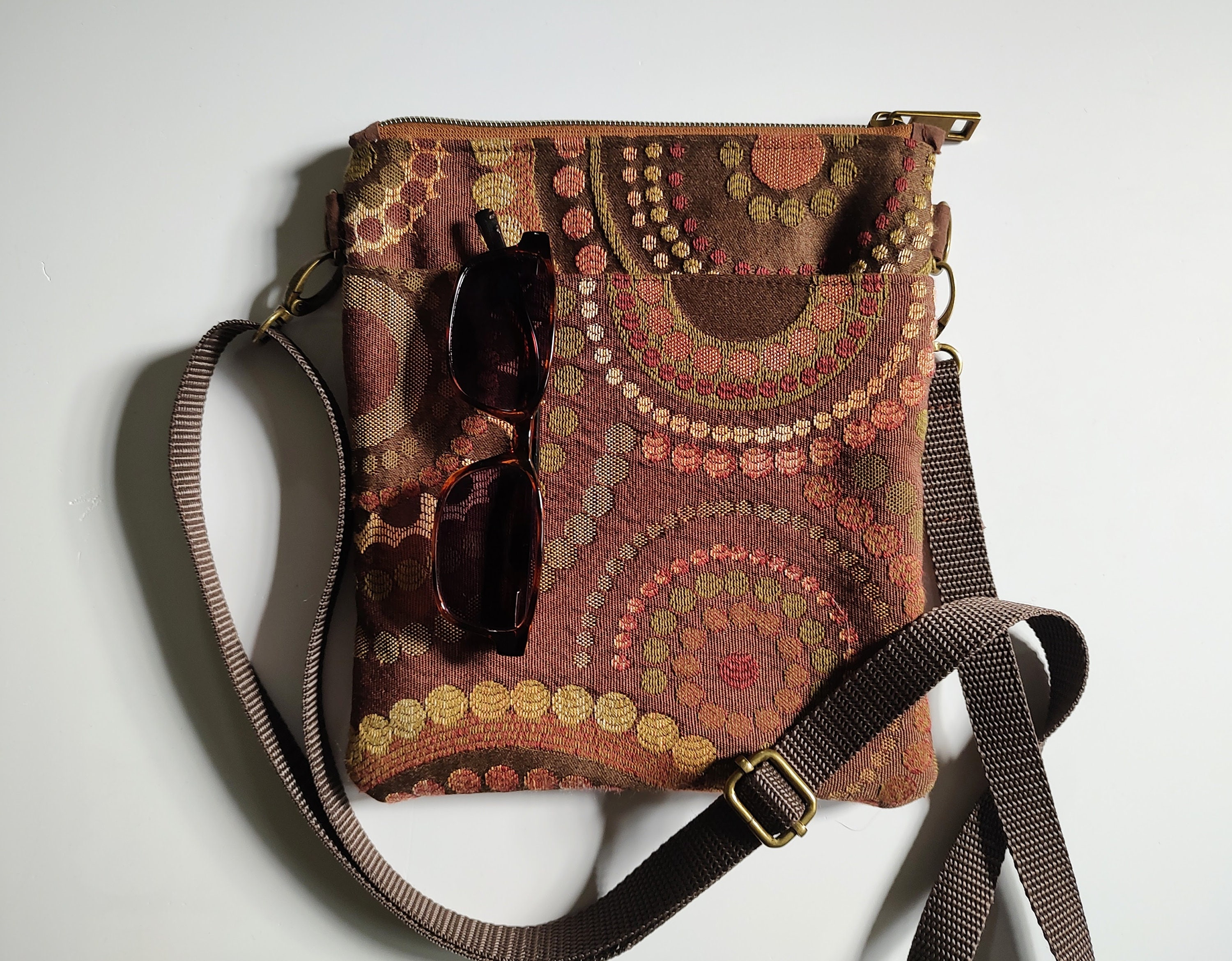 Tapestry Crossbody Bag, Tapestry Bag, Boho Bag, Brown Purse, Paisley ...