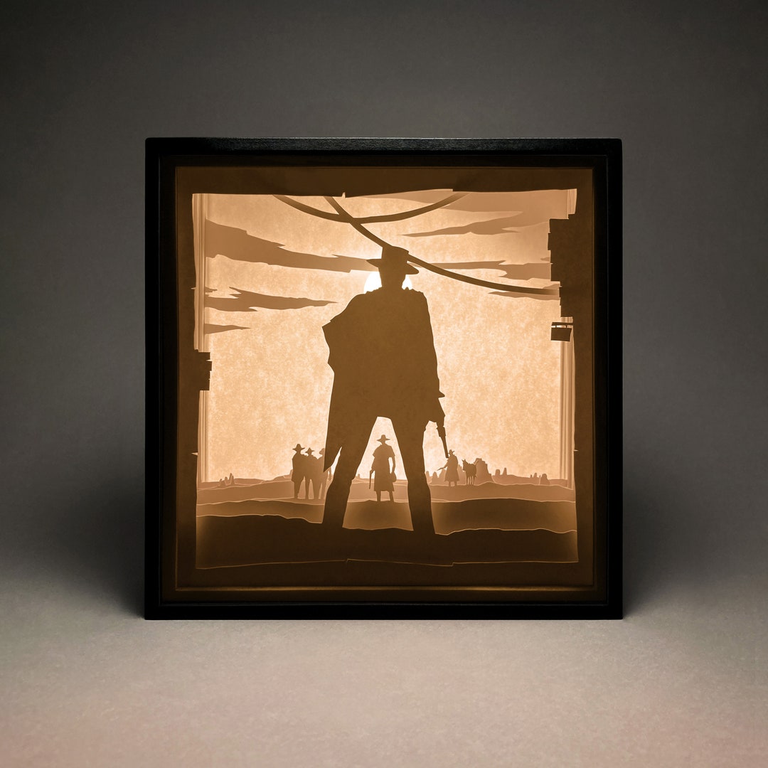 Wild West Paper Cut Lightbox Template: Cowboy Shadow Box SVG (digital ...