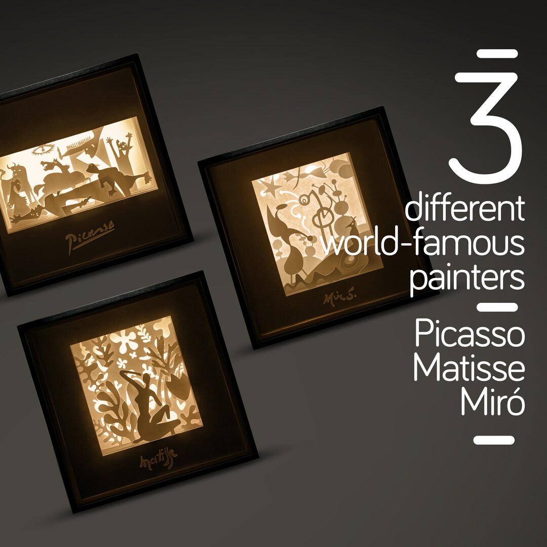 Picasso, Miro, Matisse Shadow Box: 3D Paper Cut Lightbox (SVG, PDF) - Etsy