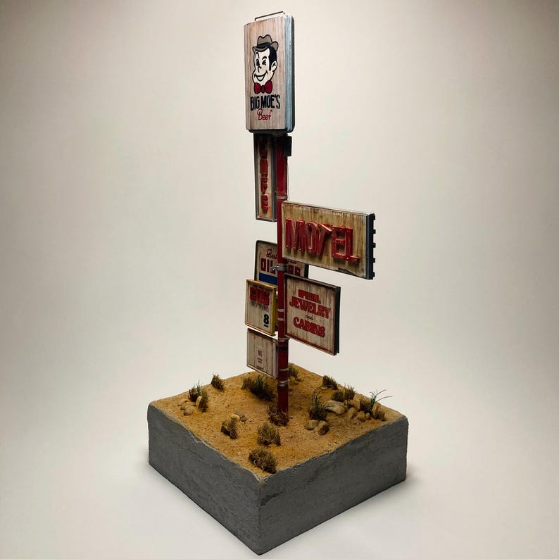 Route 66 Old Signboard Diorama, 1:20, %100 Hand Made, With Hyper ...