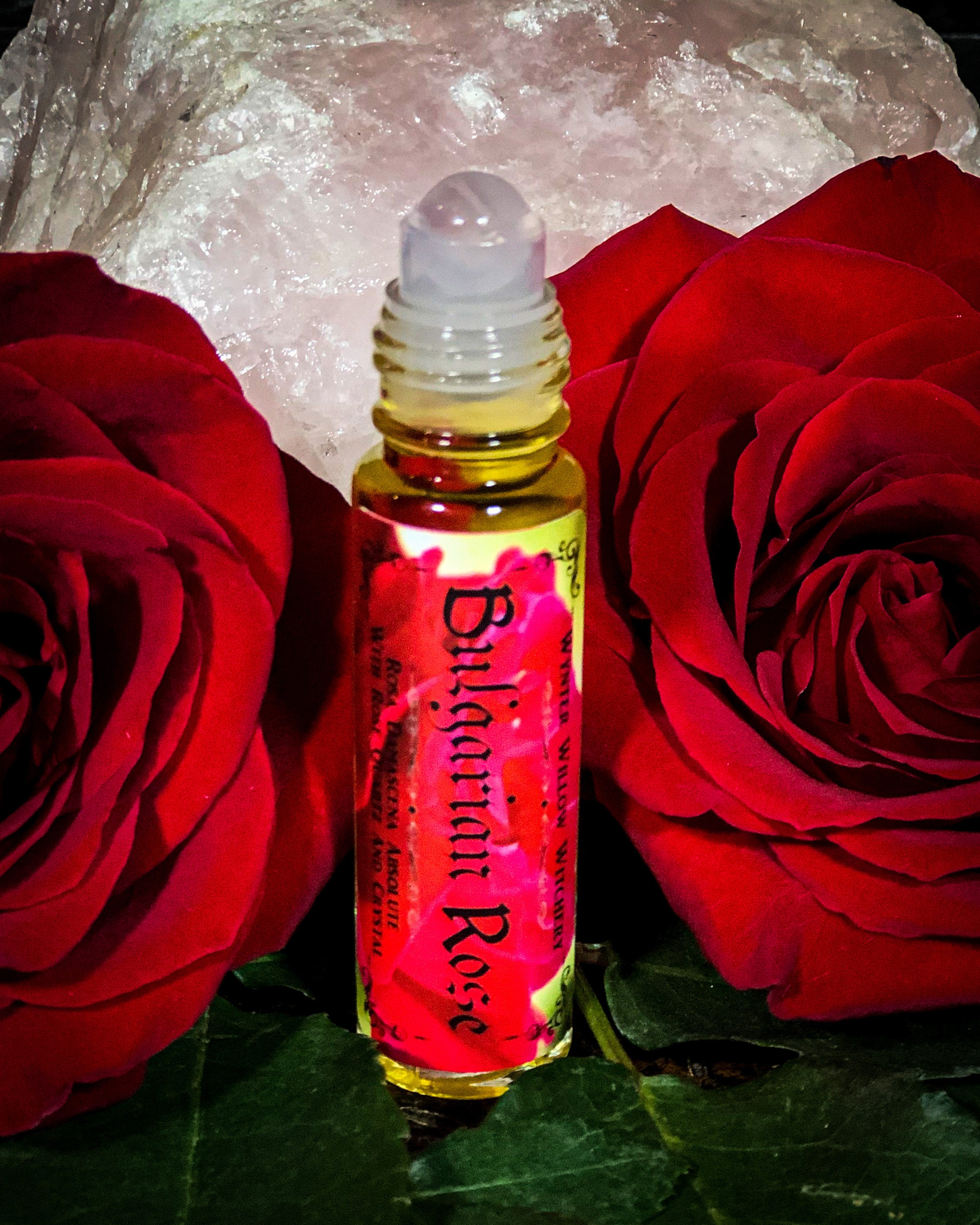 Regal Bulgarian Rose Perfume Oil With Crystal and A Rose | Etsy