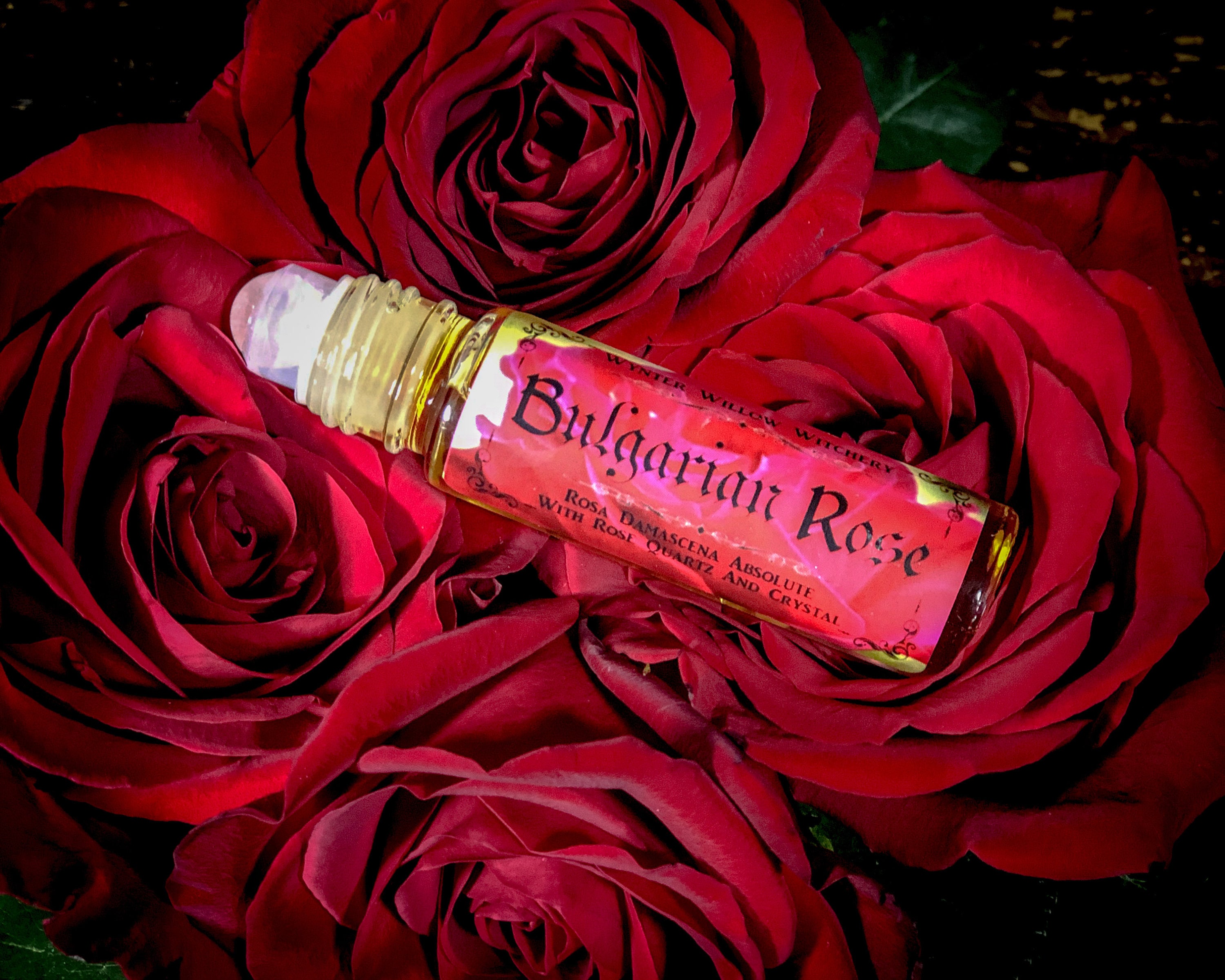 Regal Bulgarian Rose Perfume Oil With Crystal and A Rose | Etsy