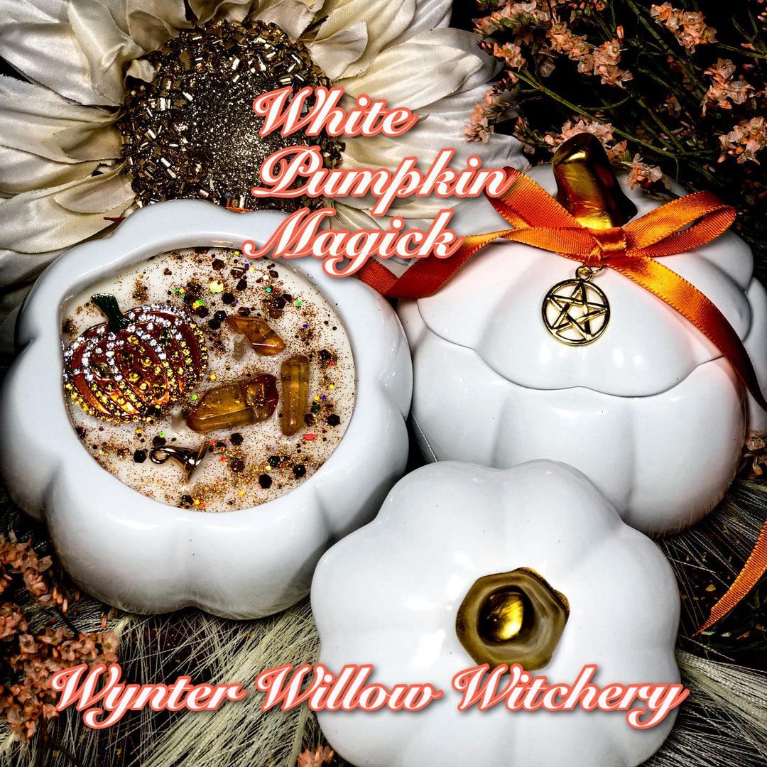 NEW White Pumpkin Magickal Candle, White Pumpkin Ceramic Jar, Autumn ...