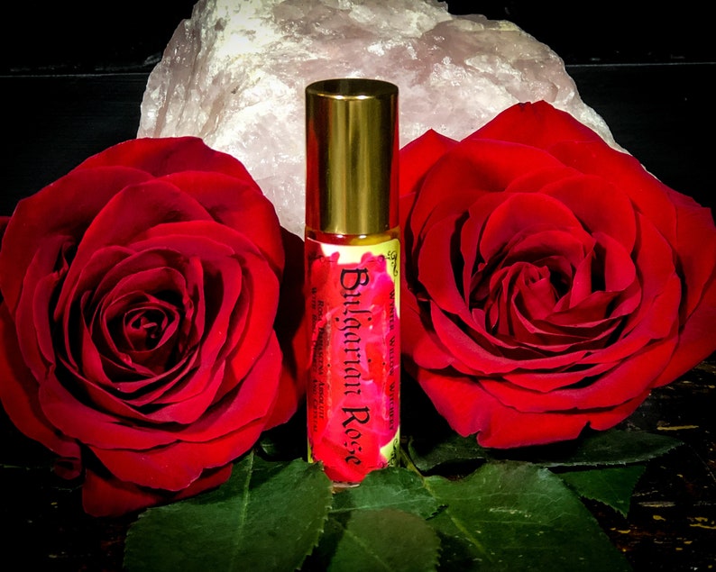 Regal Bulgarian Rose Perfume Oil With Crystal and A Rose | Etsy