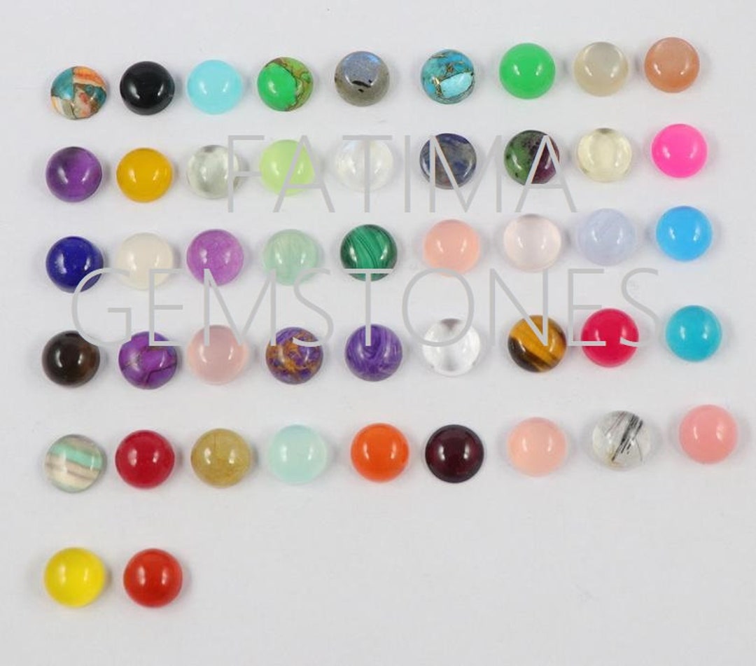 Semiprecious Gemstone Cabochons 6-20mm, Round Flat Bottom Mix, Jewelry ...
