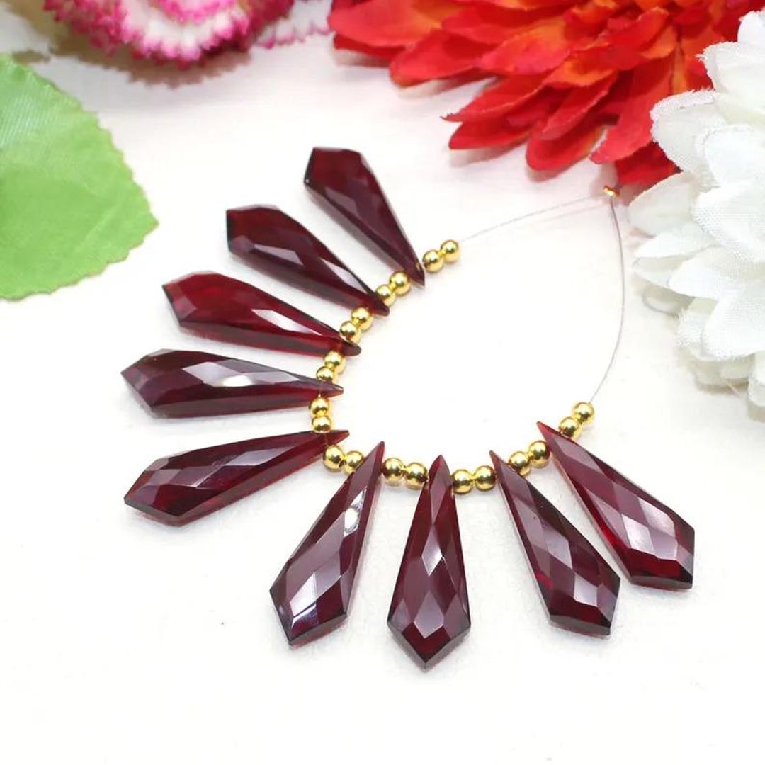 Garnet Hydro Quartz Gemstone: Kite Shape Checker Cut, 27x10 Mm - Etsy