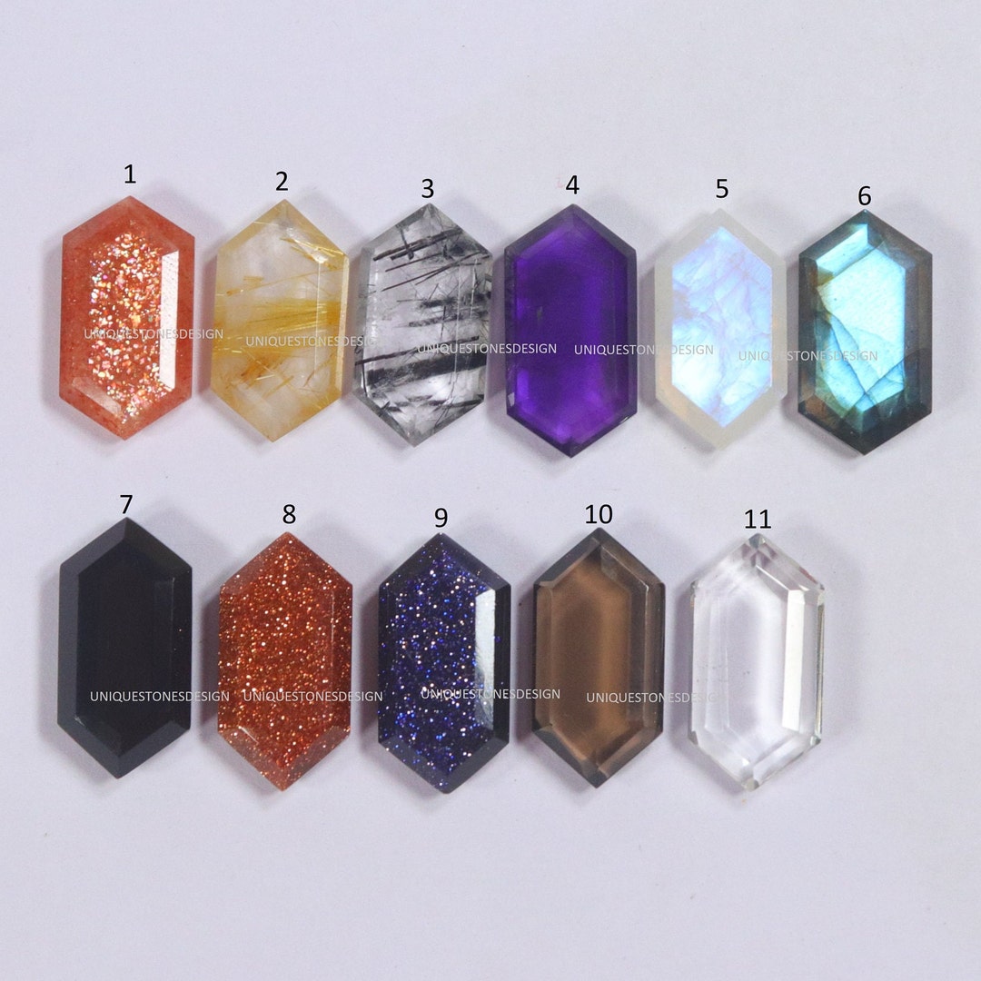 Buy Natural Mix Gemstone Hexagon: High Polish Tablet Cut, 21x11 Mm ...