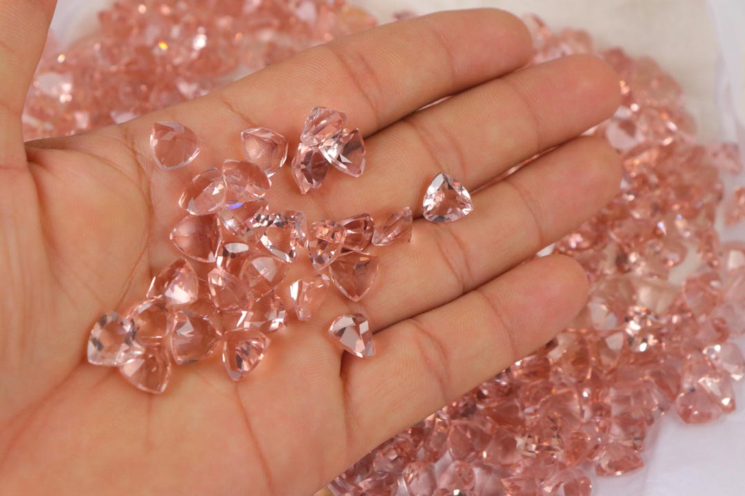Peach Morganite Quartz Trillion Cut Gemstone: Handmade Jewelry Making ...