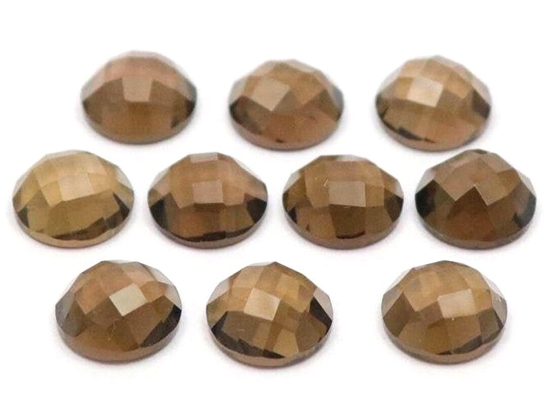 Rose Cut Smoky Quartz Gemstones: 6-20 Mm Round Flat Bottom - Etsy