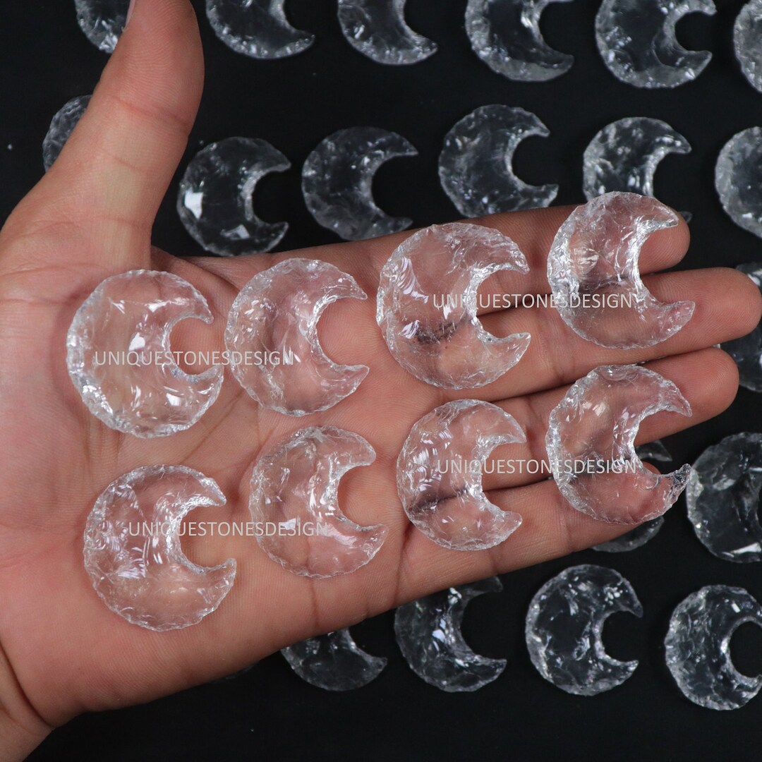 Rose Quartz Crescent Moon: Carving Stone for Jewelry Making (30MM-40MM ...