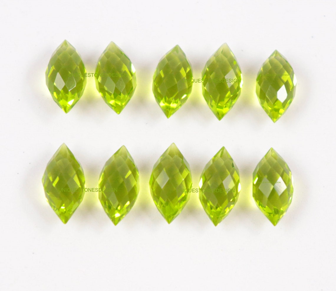 Peridot Quartz Rice Shape Approx. 16X8 mm Faceted Drops 10 Pcs | Etsy
