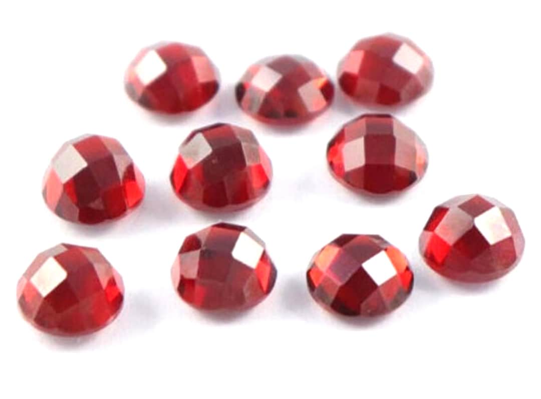 Rose Cut Garnet Gemstones: 6-8mm Round Flat Bottom Loose Gems - Etsy