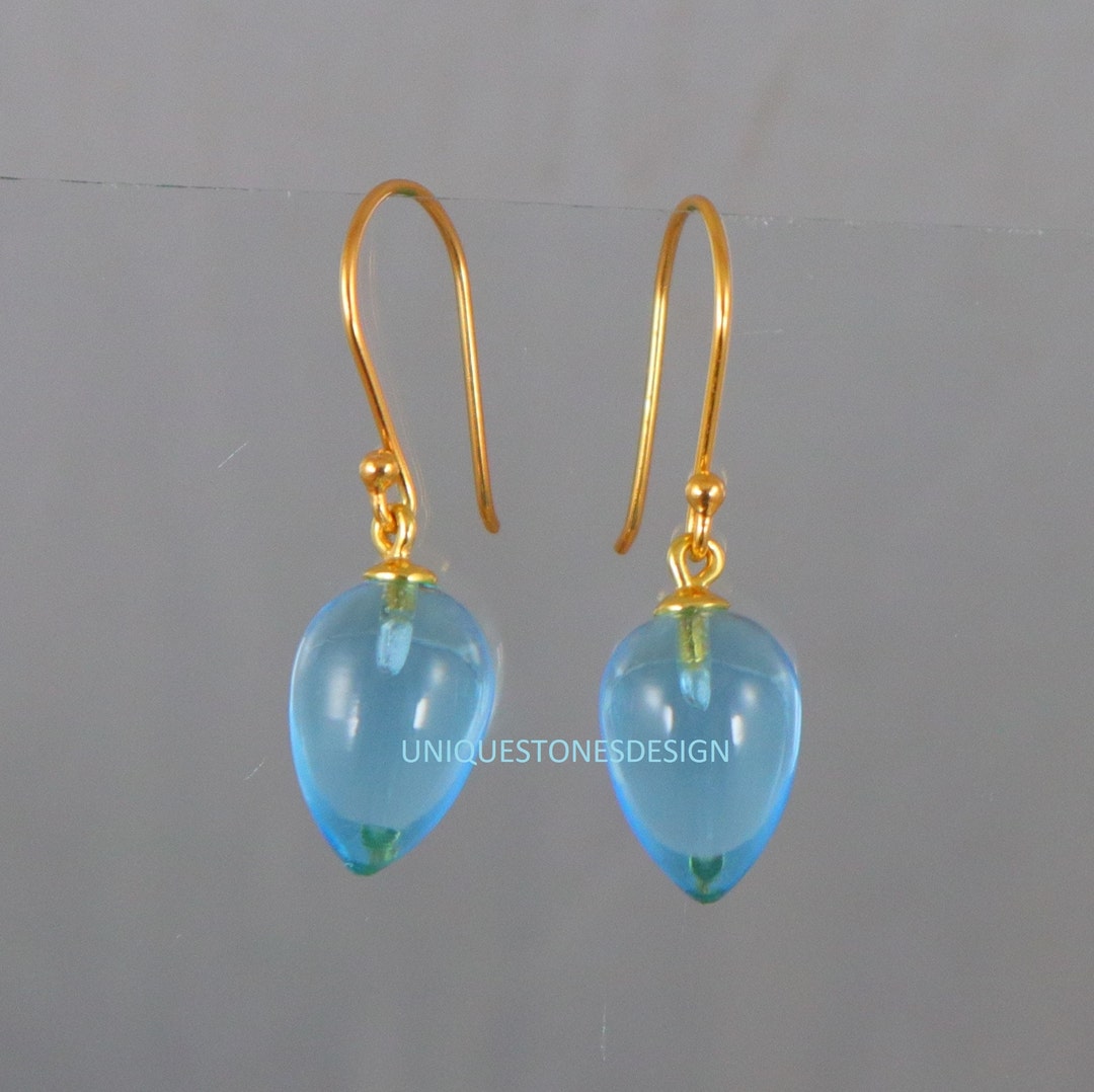 Himmel blau Topas Quarz Ohrring Tropfen Ohrringe Blautopas Tropfen Ohrringe Edelstein Plan ...