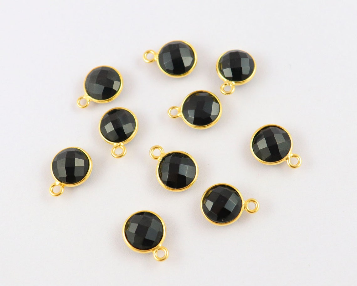 Buy 10 Pcs Black Onyx Single Bell Connector 92.5 Sterling Gold Online ...