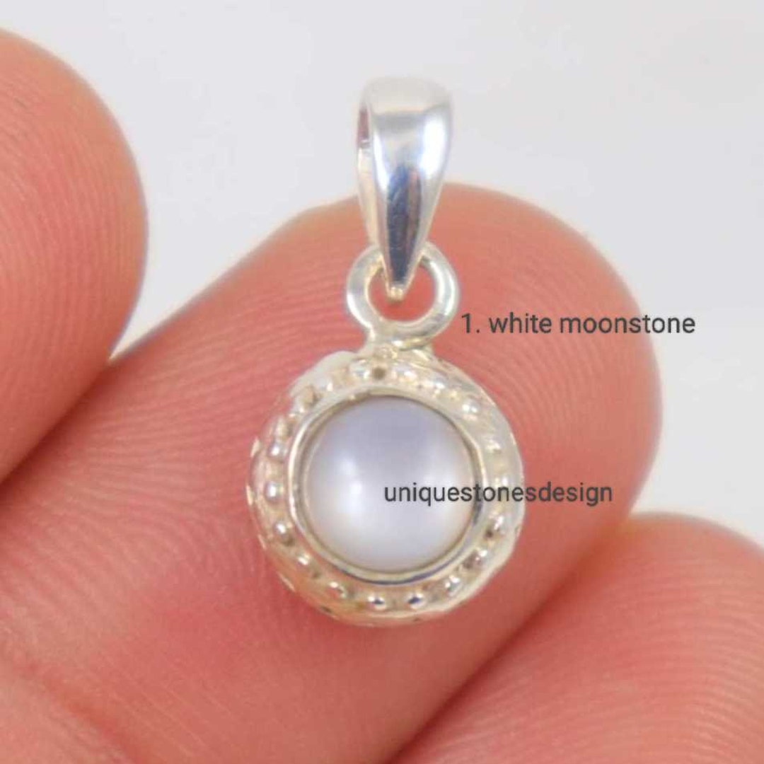 Round Gemstone Pendant Small Pretty Pendant 92.5 Sterling Silver ...
