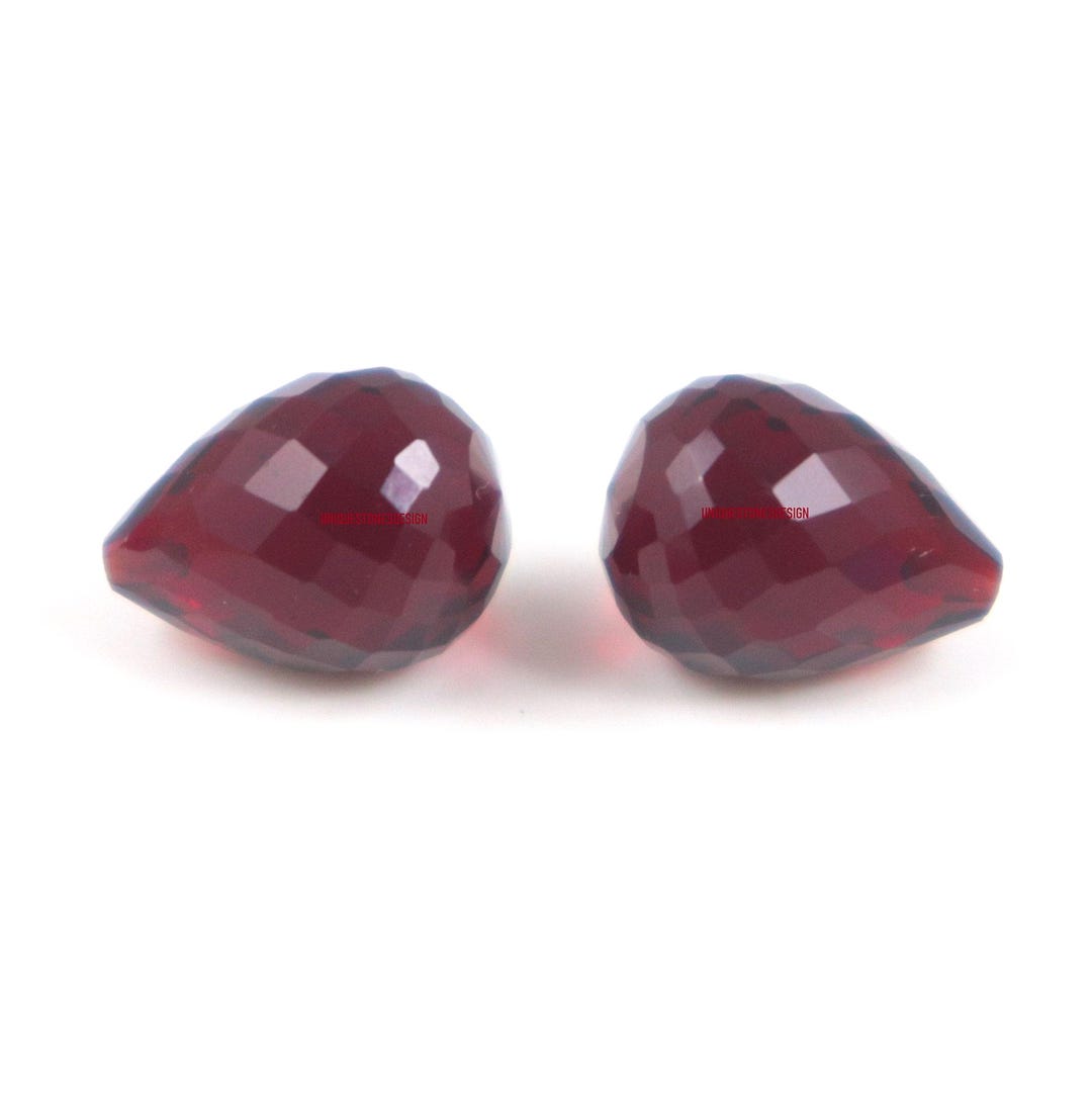 Faceted Garnet Quartz Drops, Top Drilled Gemstone Pair - Etsy