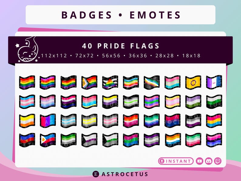 40 Pride Flags LGBT+ MEGA BUNDLE Subscriber, Loyalty, Badges / Emotes ...