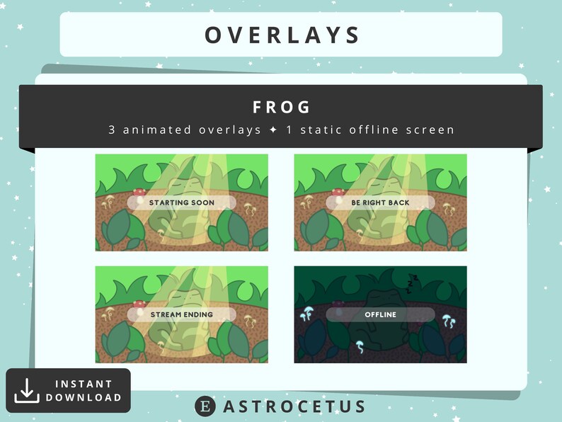 ANIMATED Cottagecore Frog and Mushroom Stream Pack Bundle, Overlays ...