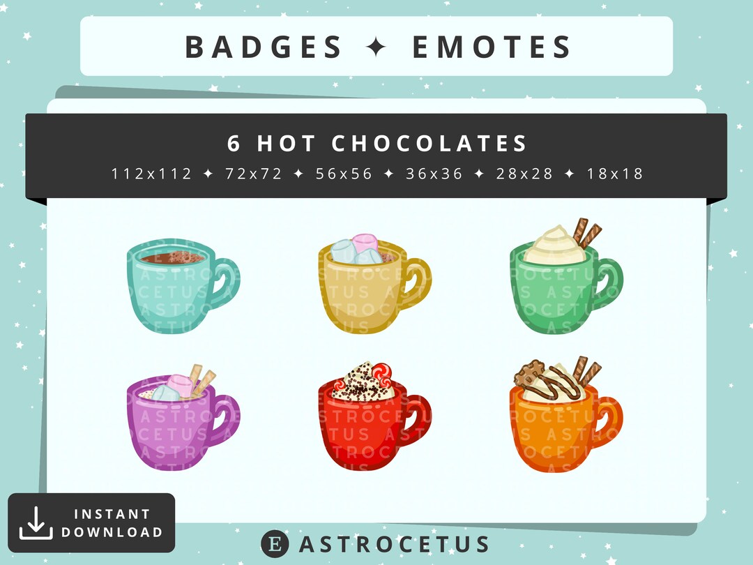 Cute Cosy Rainbow Hot Chocolate Subscriber, Loyalty, Badges / Emotes ...