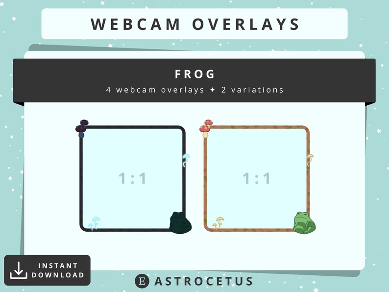 ANIMATED Cottagecore Frog and Mushroom Stream Pack Bundle, Overlays ...