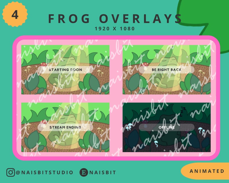 ANIMATED Cottagecore Frog and Mushroom Stream Pack Bundle - Etsy