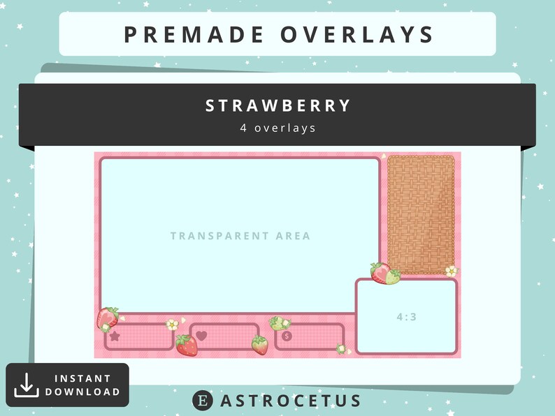 ANIMATED Cosy Cottagecore Strawberry Stream Pack Bundle, Just Chatting ...