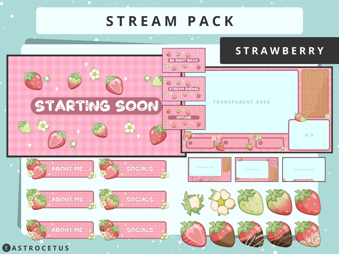 ANIMATED Cosy Cottagecore Strawberry Stream Pack Bundle, Just Chatting ...