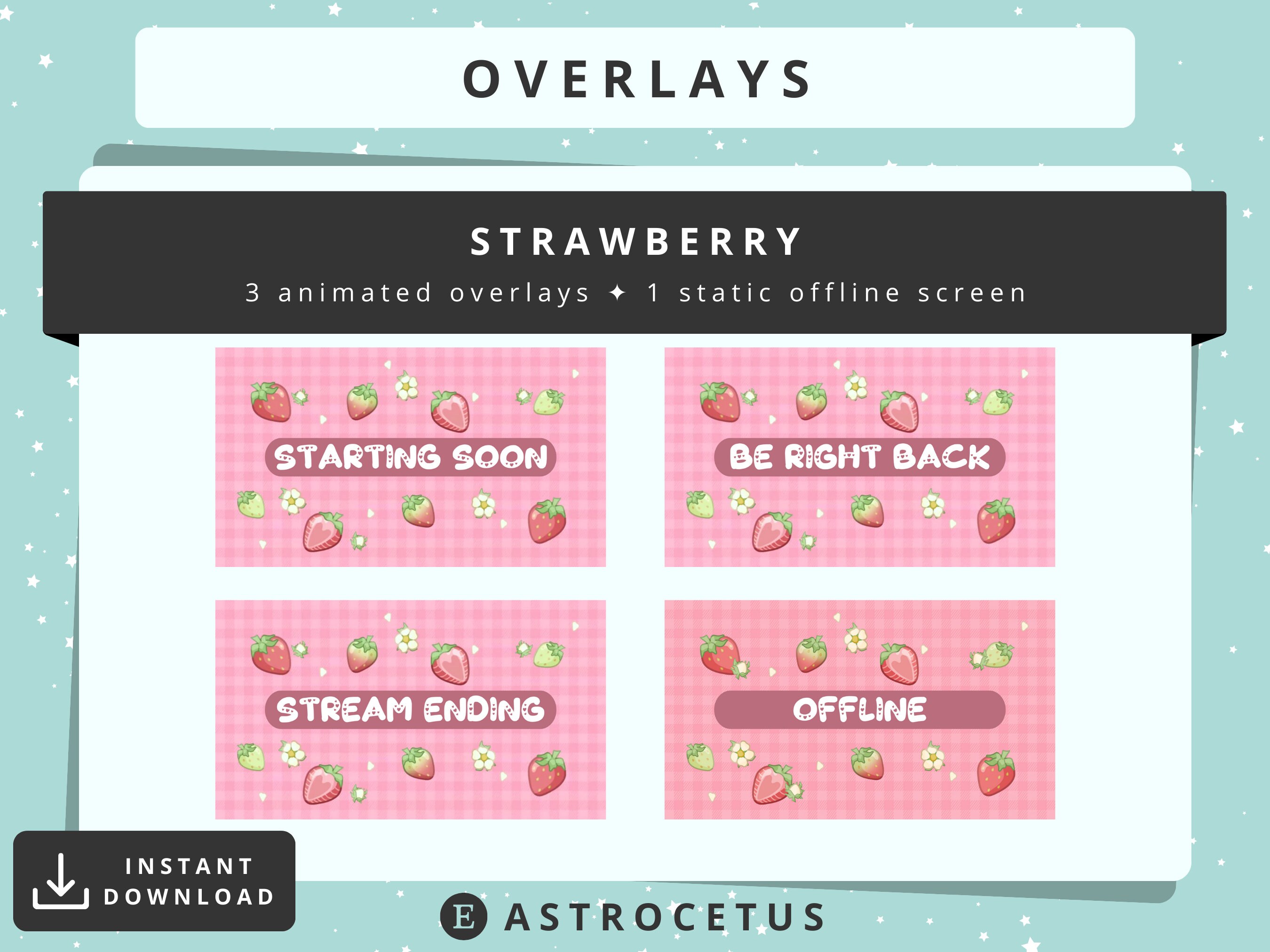 ANIMATED Cosy Cottagecore Strawberry Stream Pack Bundle, Just Chatting ...