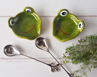 Frog Spoon Rest Cute Green Froggy Utensil Holder Ceramic Spoon | Etsy
