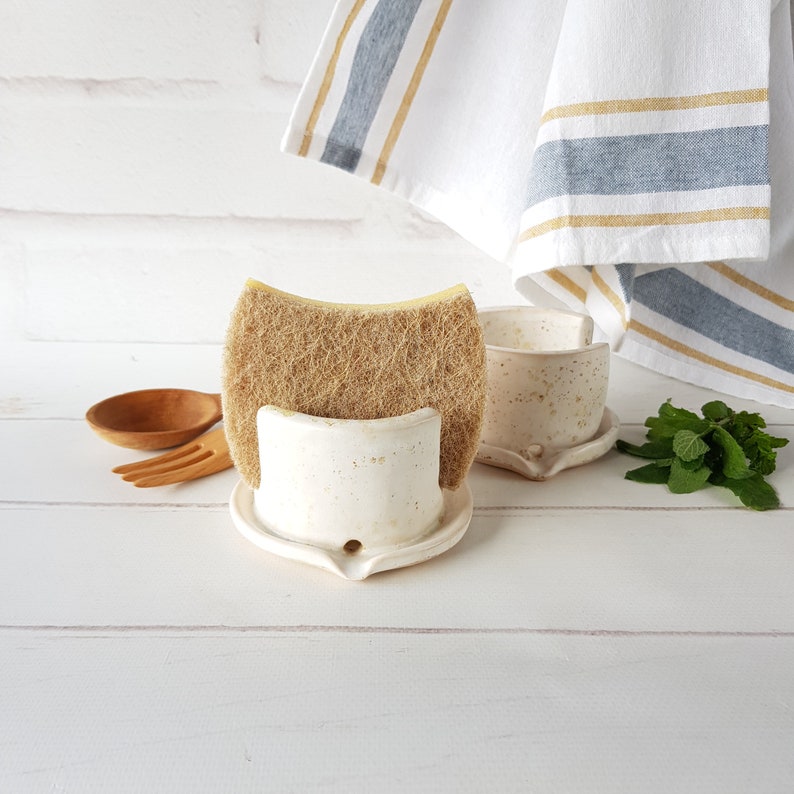 Speckled Ceramic Sponge Holder With Tray for Kitchen Sponge - Etsy