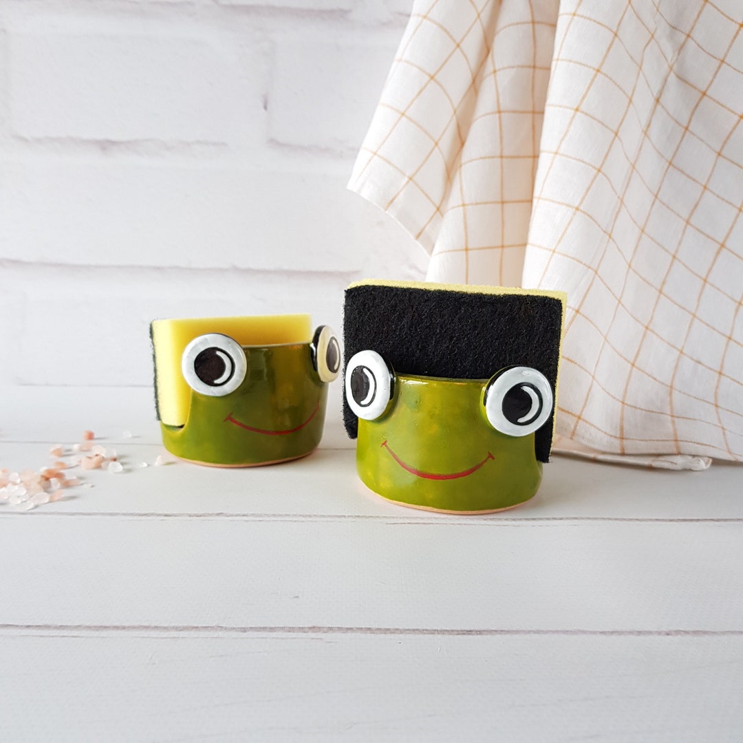 Ceramic Frog Sponge Holder Cottagecore Decor Froggy Napkin Holder ...