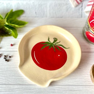 Ceramic Handpainted Red Tomato Spoon Rest Tomato Spoon Holder Handmade ...