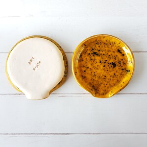 Ceramic Spoon Dish for Kitchen Pottery Speckled Yellow Spoon Rest New ...