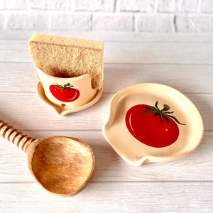 Ceramic Handpainted Red Tomato Spoon Rest Tomato Spoon Holder Handmade ...