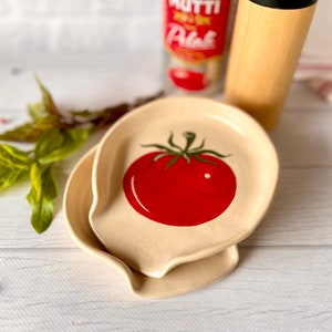 Ceramic Handpainted Red Tomato Spoon Rest Tomato Spoon Holder Handmade ...